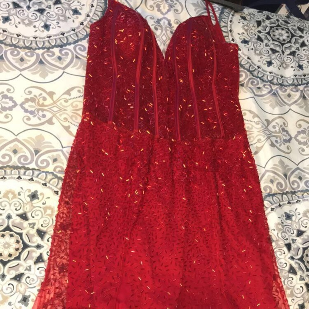 2022 Prom Dress Jovani Red Sparkle Dress With Shoes - Gem